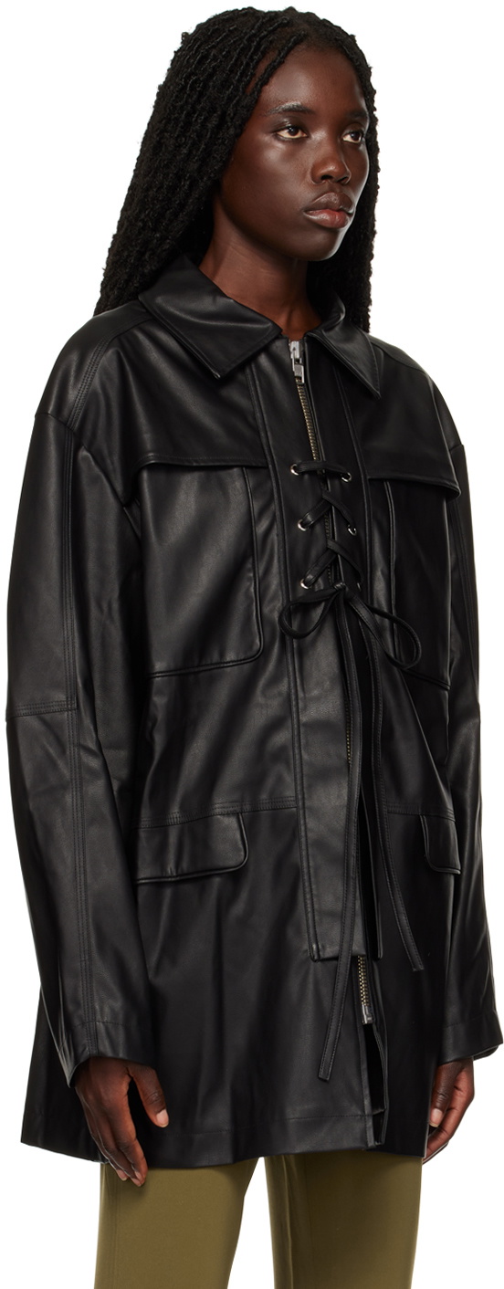 Paris Georgia Black Lara Faux-Leather Jacket Paris Georgia