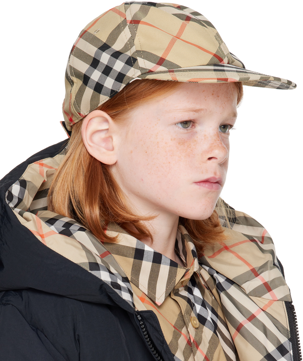 Burberry Kids Beige Check Baseball Cap Burberry