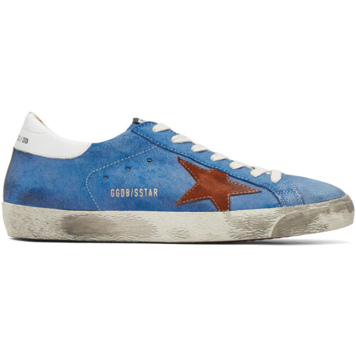 Golden Goose Blue and Brown Suede Superstar Sneakers Golden Goose ...
