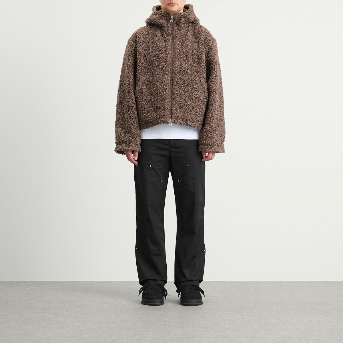 Cole Buxton Men's High Pile Zip Through in Brown Cole Buxton