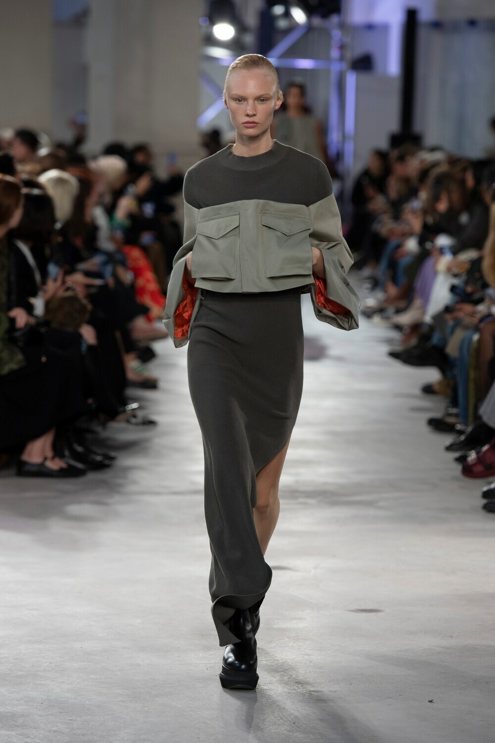 Sacai - Asymmetric cotton-blend twill maxi dress Sacai