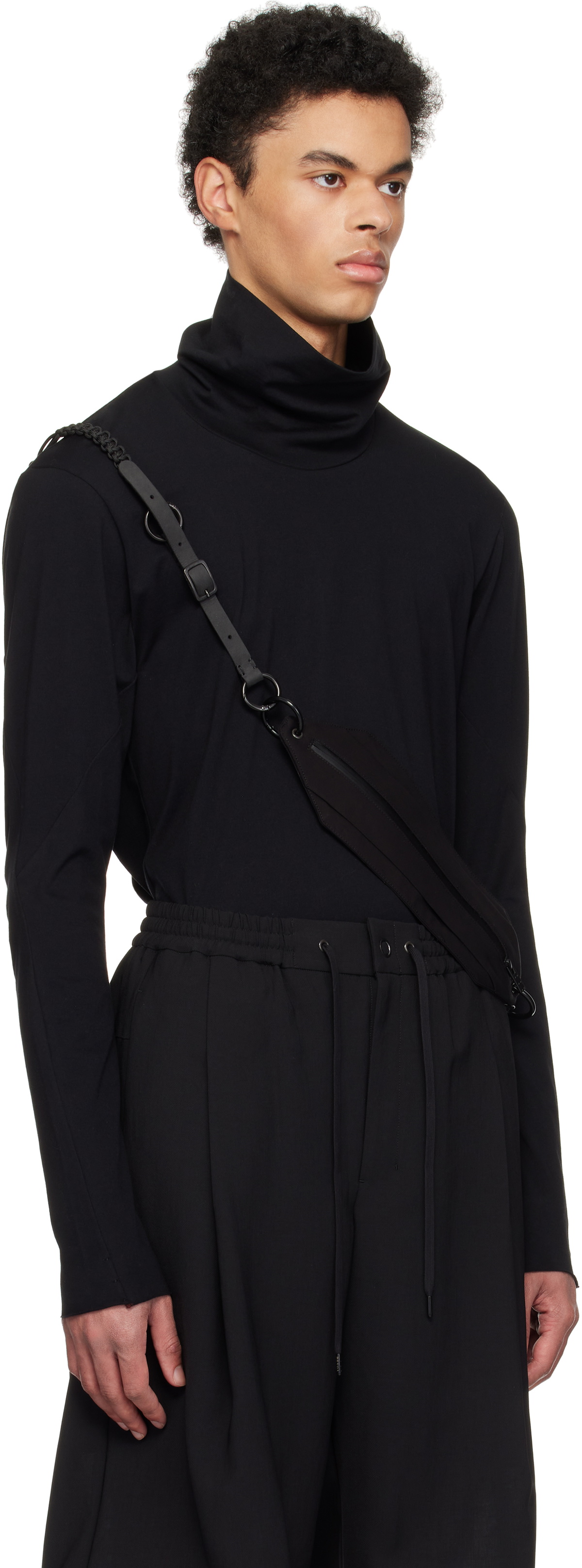 DEVOA Black Cotton Jersey Turtleneck DEVOA
