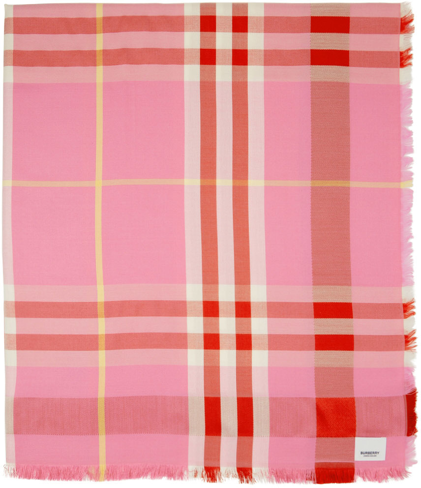 Burberry Pink Large Check Scarf Burberry