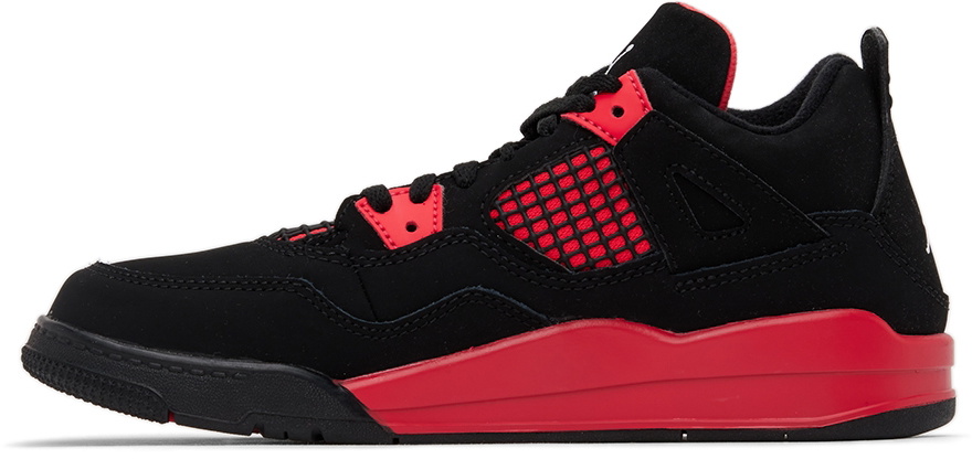 Nike Jordan Kids Black & Red Jordan 4 Retro Red Thunder Little Kids ...