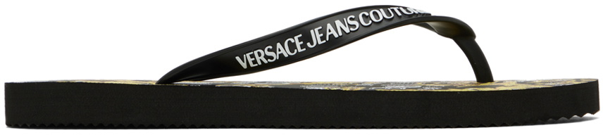 Versace Jeans Couture Black Printed Flip Flops Versace