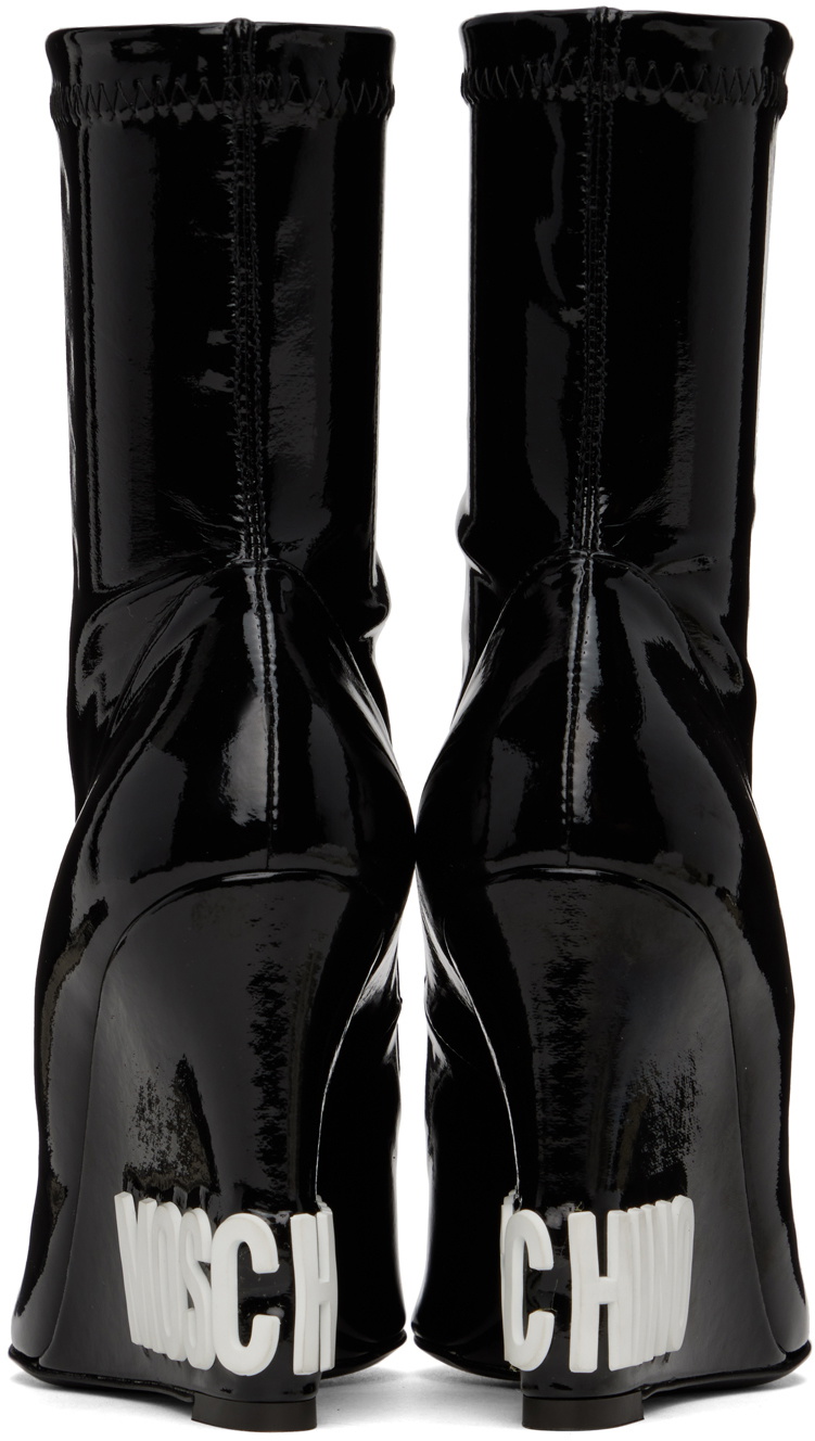 Moschino Black Wedge Ankle Boots Moschino
