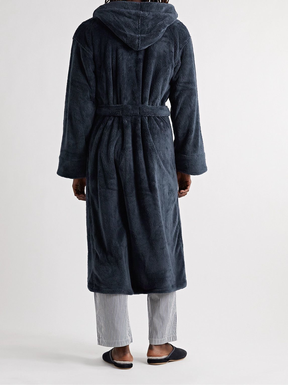 Soho Home - Logo-Embroidered Fleece Hooded Robe - Blue Soho Home