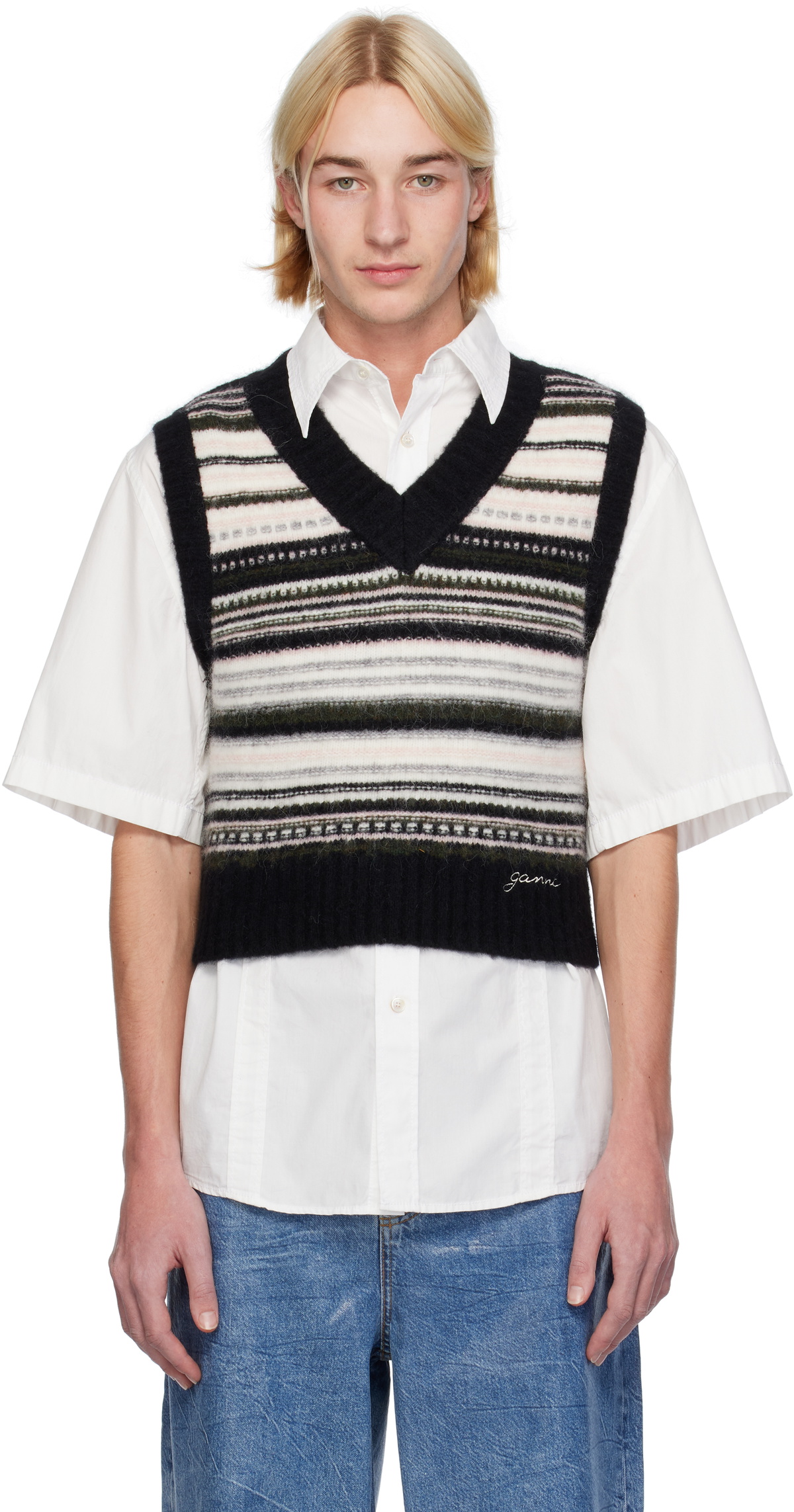 GANNI Black & White Stripe Vest GANNI