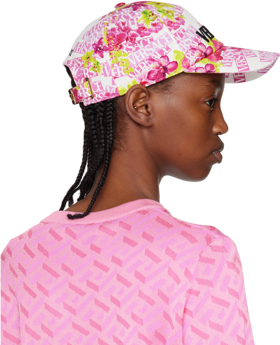 Versace White & Pink Printed Cap Versace