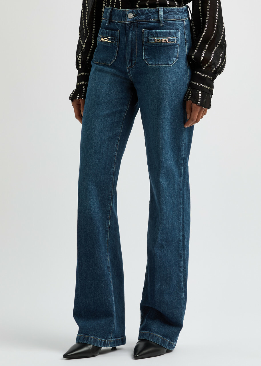 Paige Leenah Wide-leg Jeans Dark Blue Paige