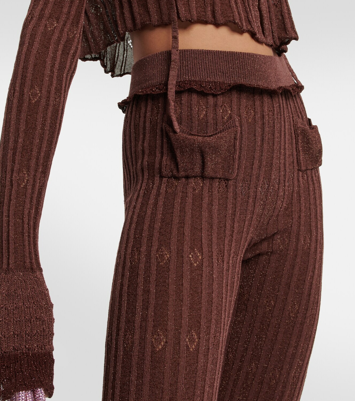 KNWLS - Ribbed-knit high-rise flared leggings KNWLS