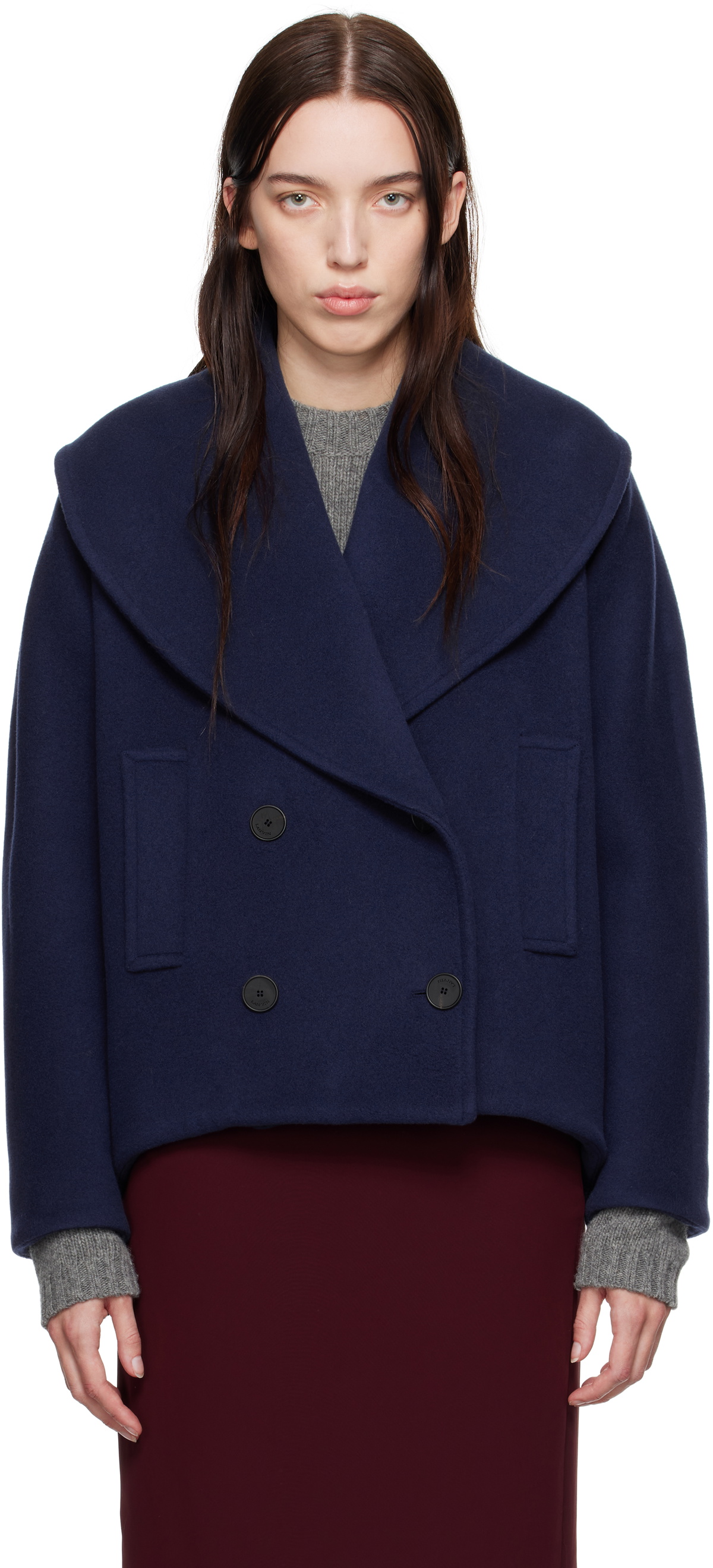 Lanvin Navy Cocoon Peacoat Lanvin