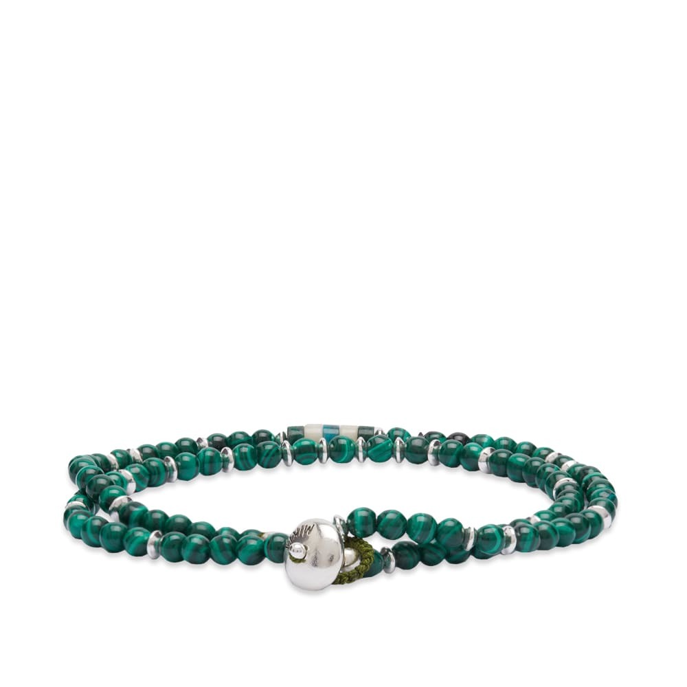 Mikia Men's Double-Wrap Beaded Bracelet in Malachite Mikia