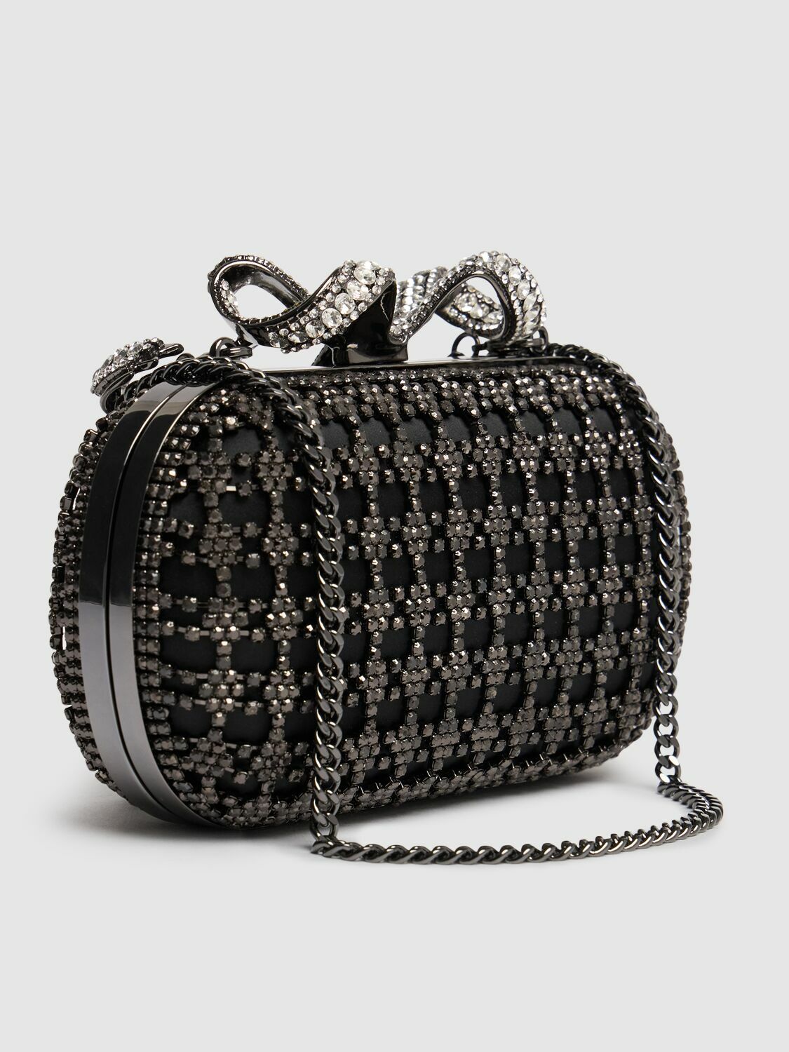 SELF-PORTRAIT Chainmail Crystal Bow Clutch Self-Portrait