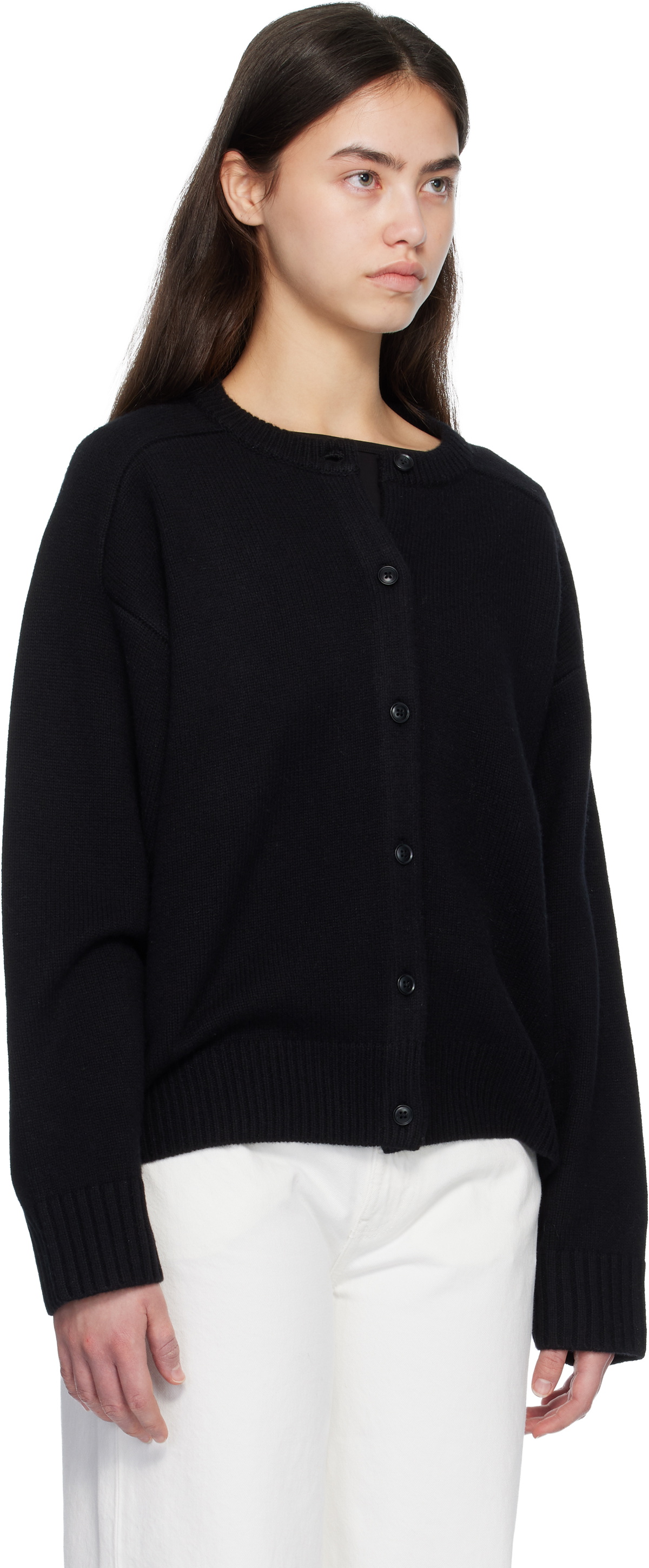 Loulou de Saison Black AIDAR LDS Wool Cashmere Cardigan Loulou Studio