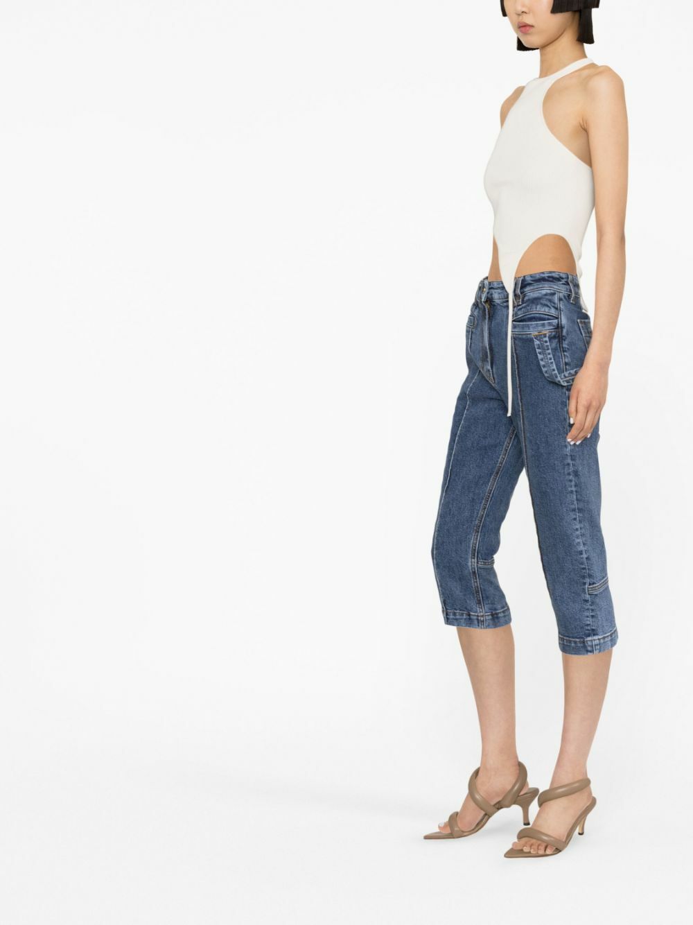 ANDREĀDAMO Neutral Ribbed Halterneck Crop Top ANDREADAMO