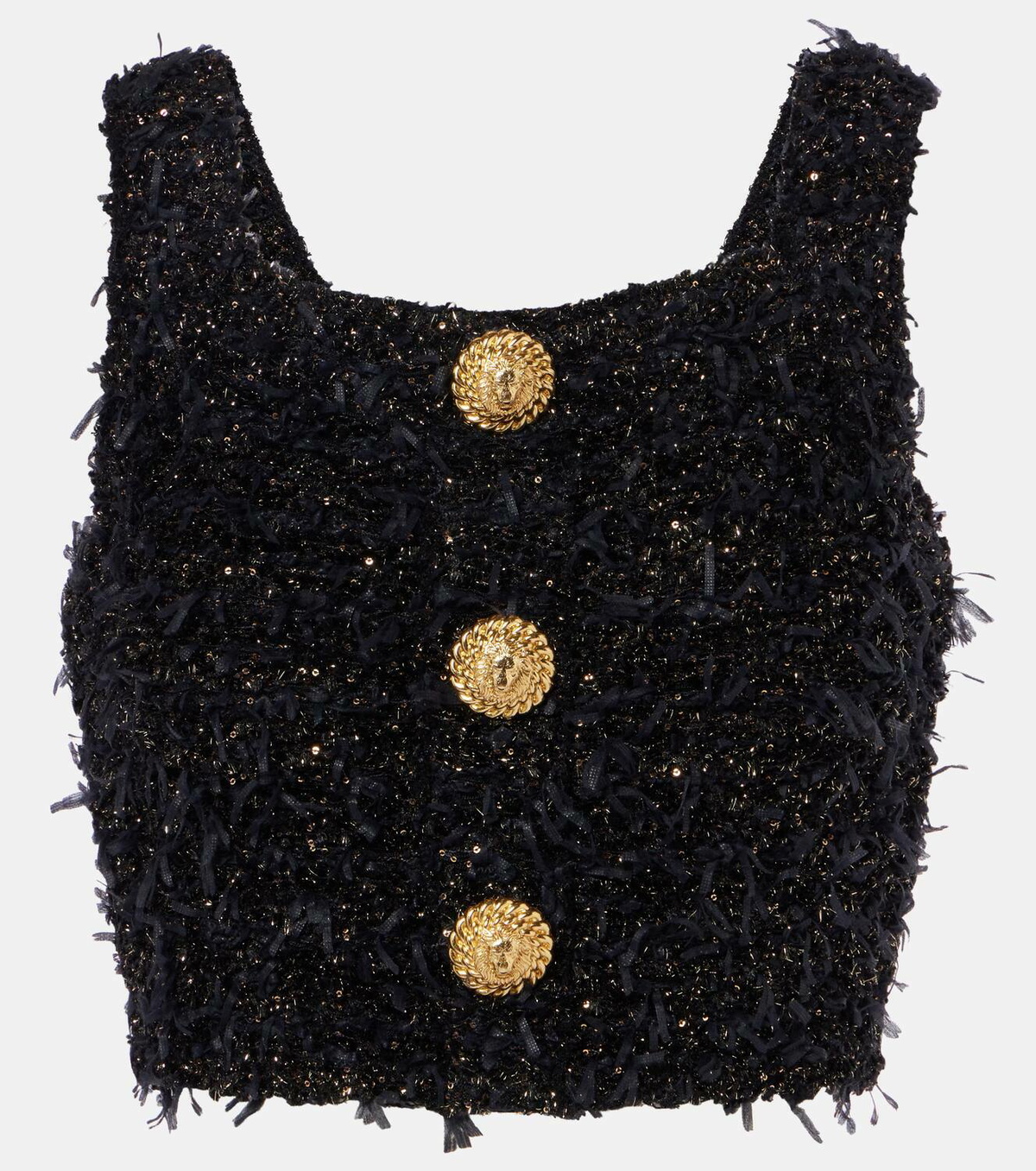 Balmain Lamé tweed crop top Balmain