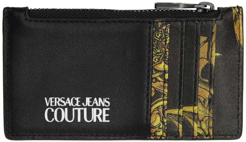 Versace Jeans Couture Black & Gold Regalia Baroque Zip Wallet Versace