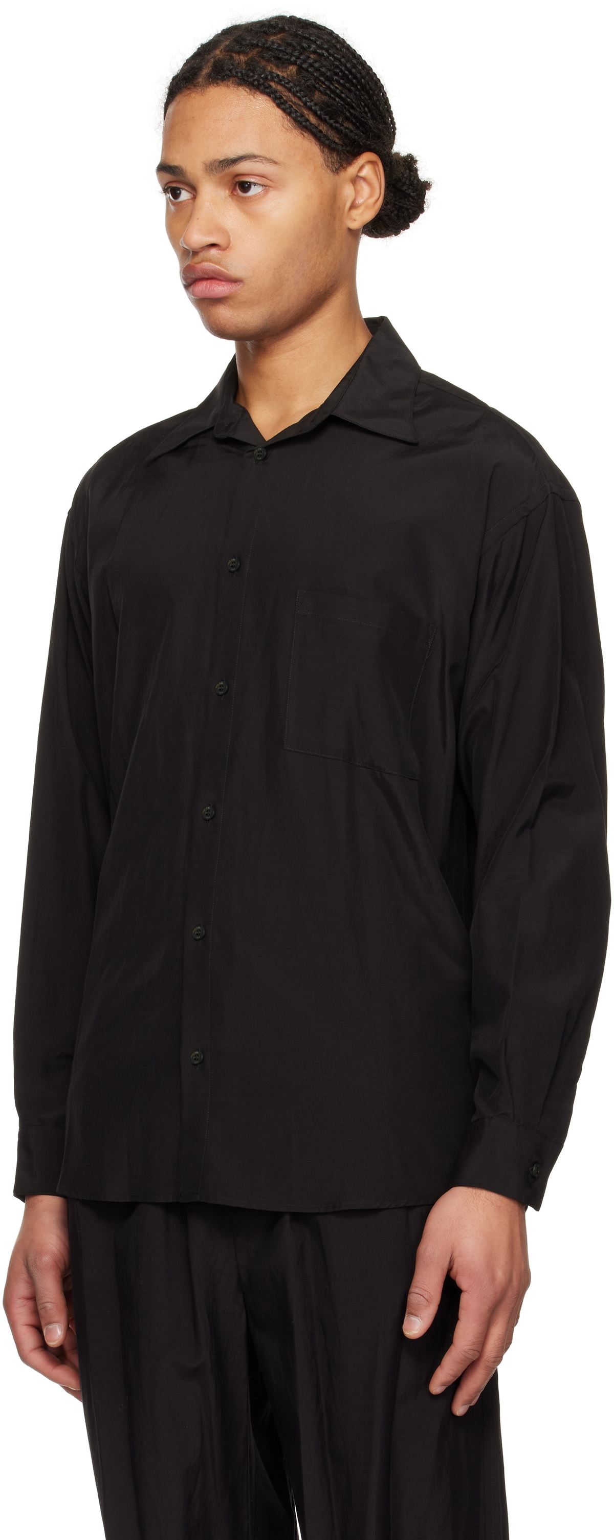 YOKE Black Weather Cloth Regular Collar Shirt YOKE