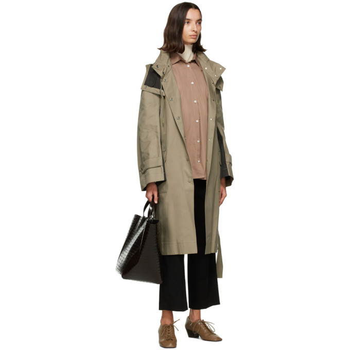 LOW CLASSIC Khaki Colorblock Hood Coat Low Classic