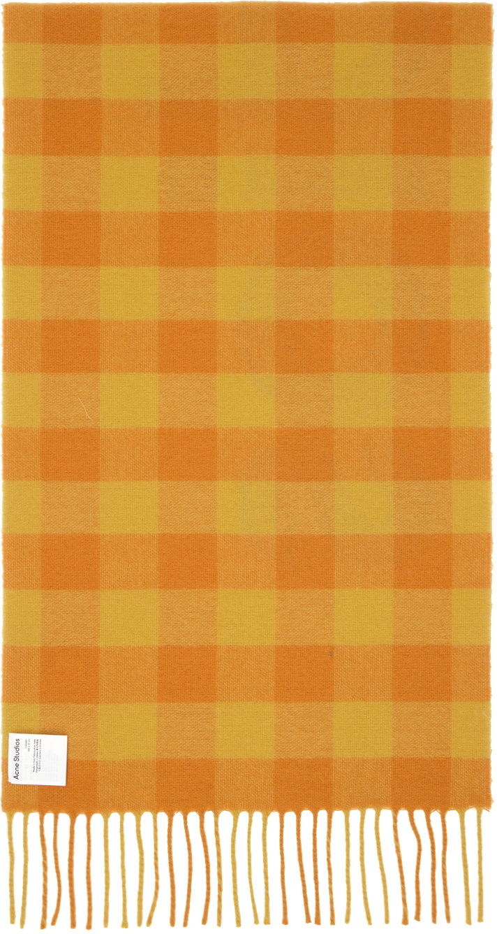Acne Studios Orange Check Scarf Acne Studios