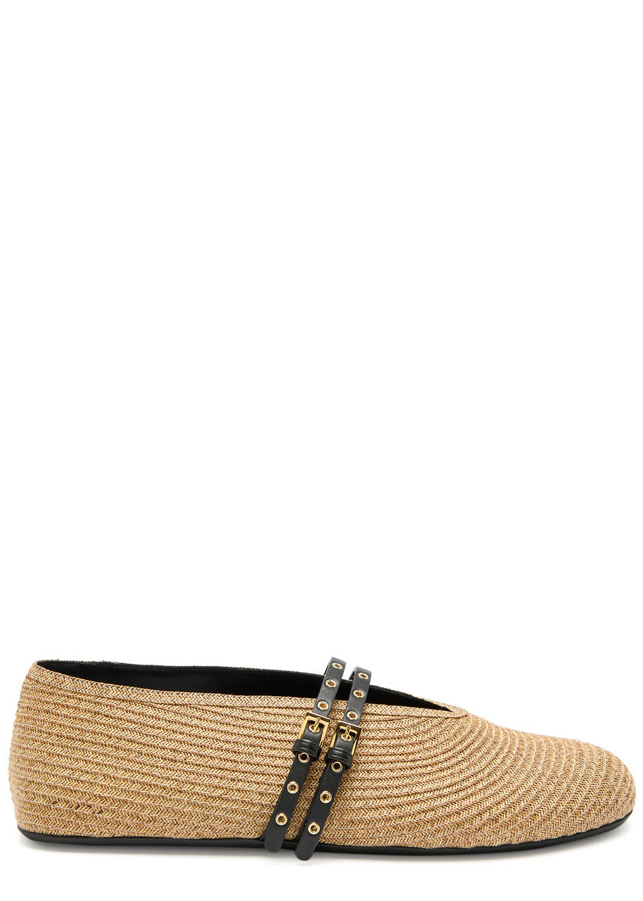 Alaïa Raffia Ballet Flats Beige ALAÏA