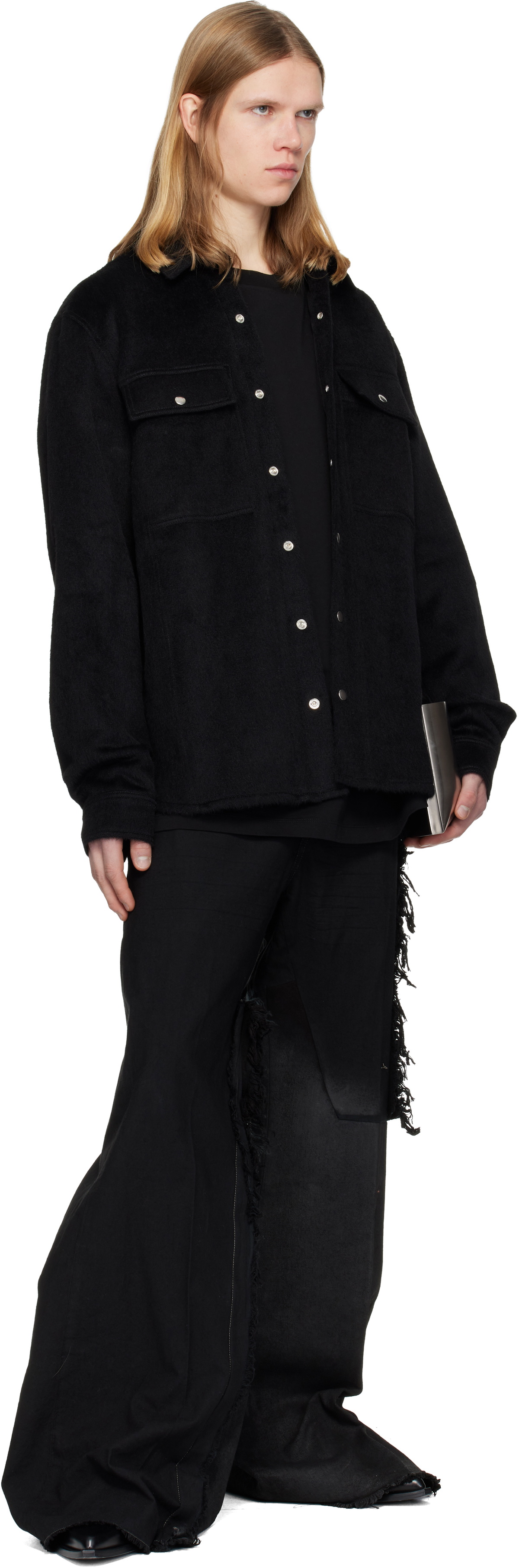 DET BLEV SENT Black Alpaca Wool Shirt