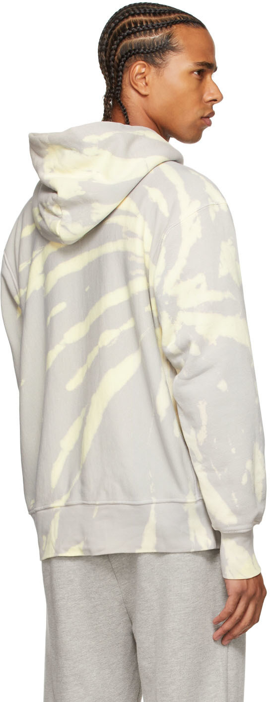 Les Tien Yellow & Grey Tie-Dye Heavyweight Hoodie Les Tien