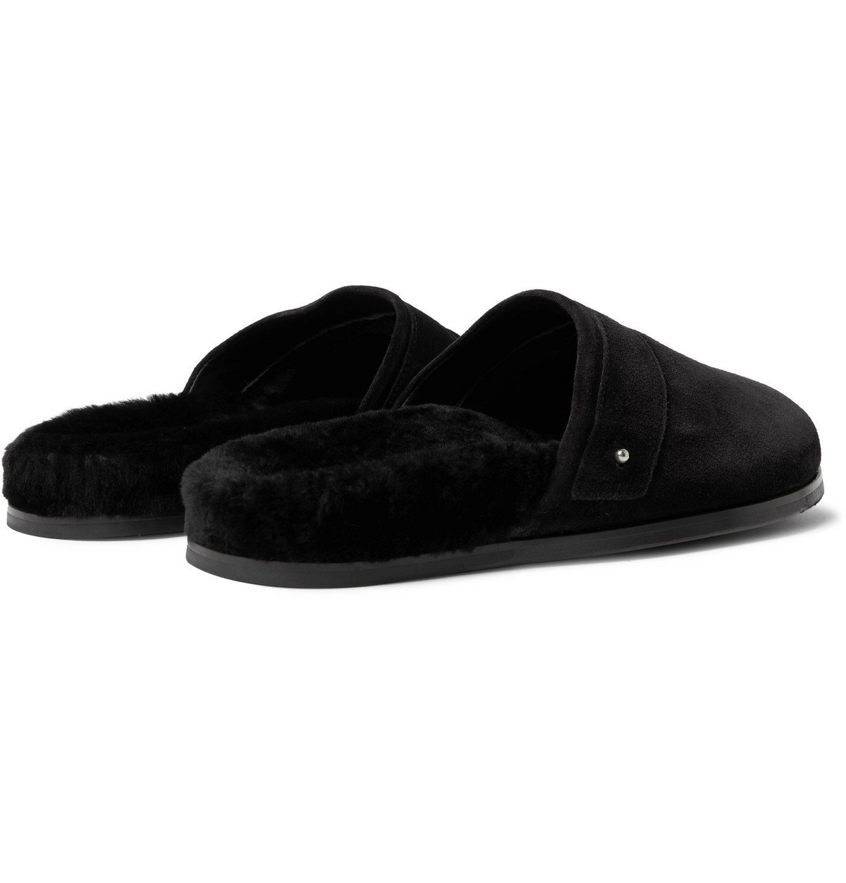 MR P. - Shearling-Lined Suede Slippers - Black Mr P.