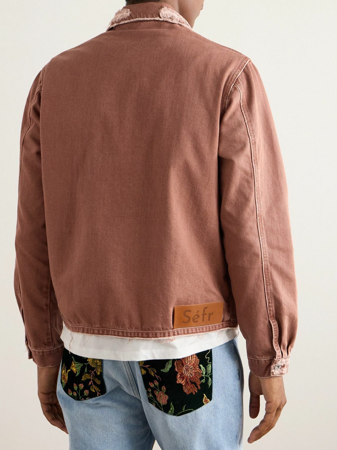 Séfr - Benicio Distressed Denim Jacket - Red Séfr