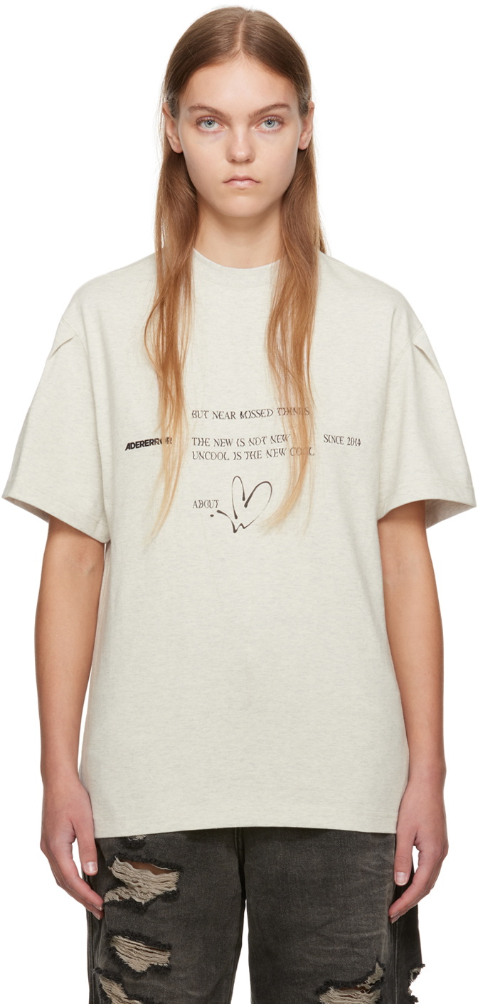 ADER error Beige Twinkle Heart T-Shirt ADER error