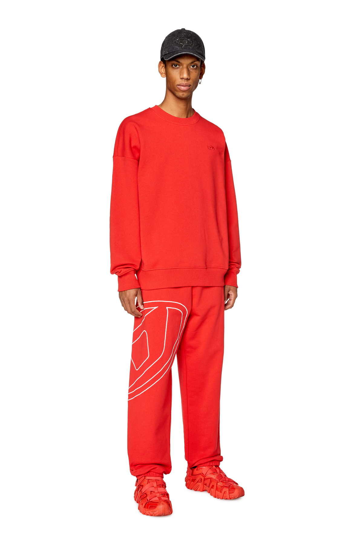 Diesel Track pants with mega oval D - Pants Mens in Red Diesel