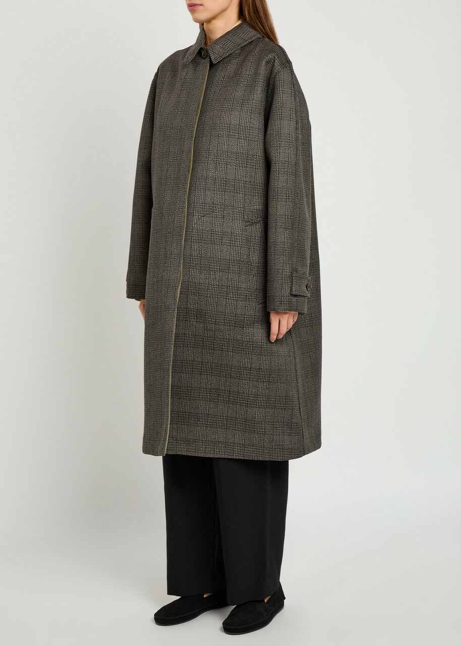 The Row Palomar Plaid Wool and Silk-blend Coat Black The Row