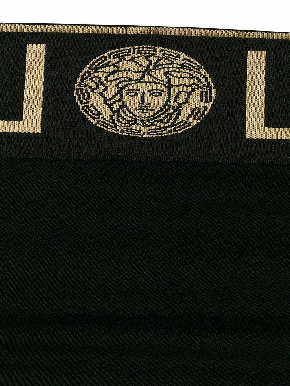 Versace Black Greca-Trim High-Waisted Briefs Versace