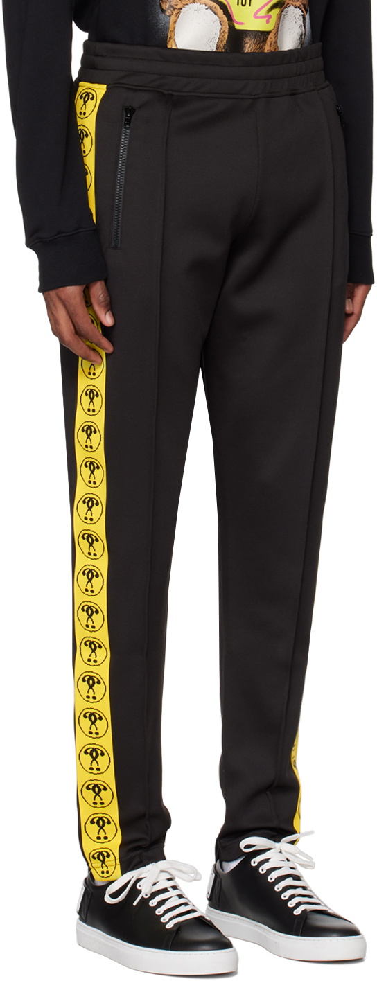 Moschino Black Double Question Mark Track Pants Moschino