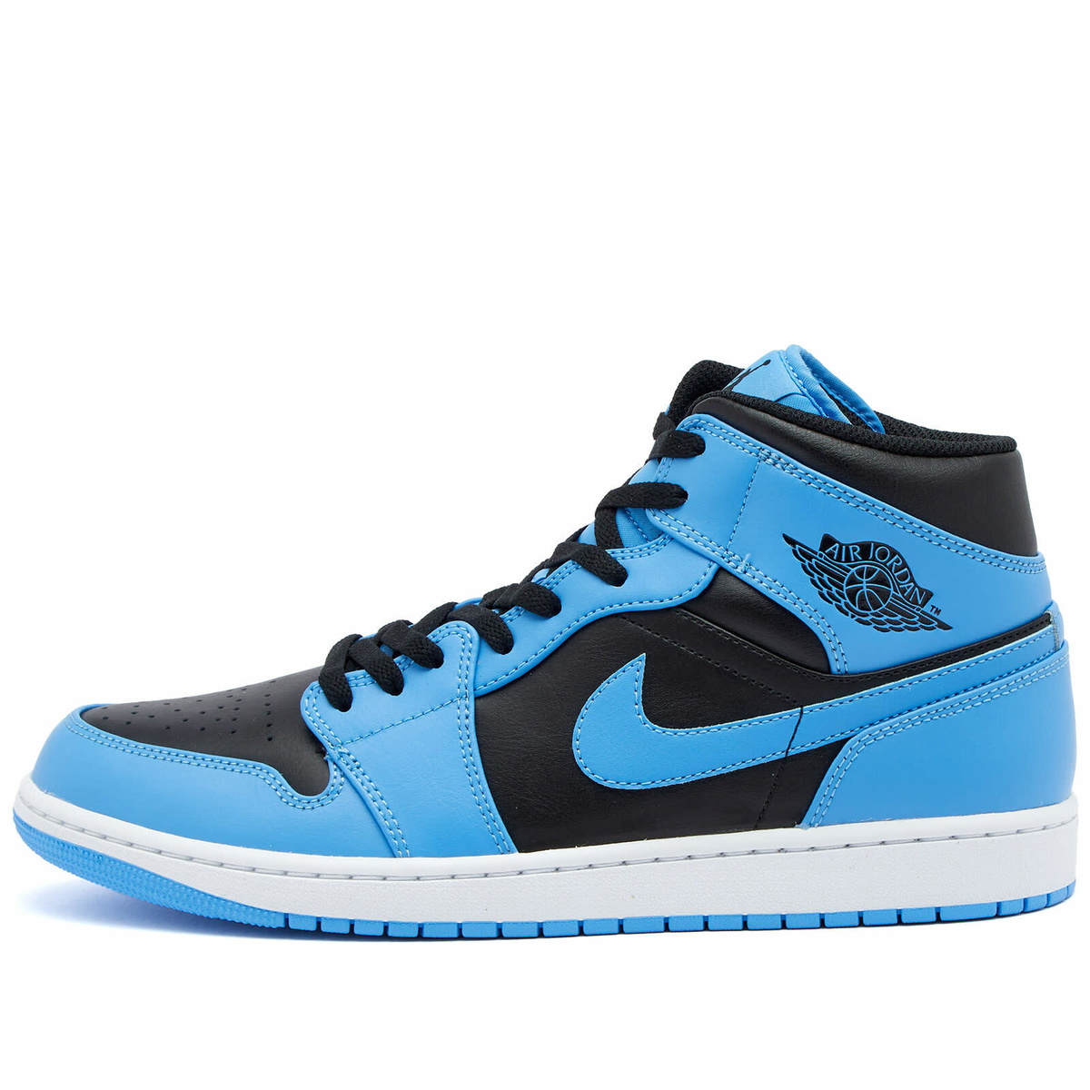 Air Jordan Men's 1 Mid Sneakers in University Blue/Black/White Nike ...