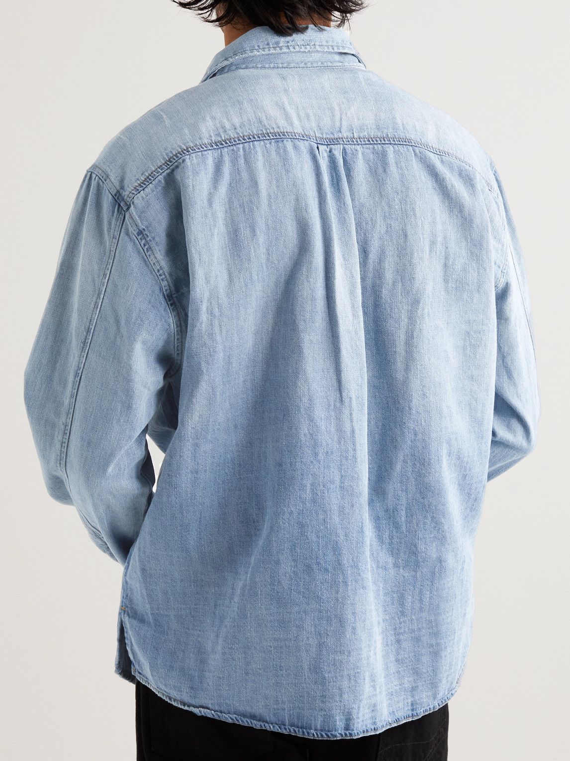 FRAME - Distressed Denim Shirt - Blue Frame Denim