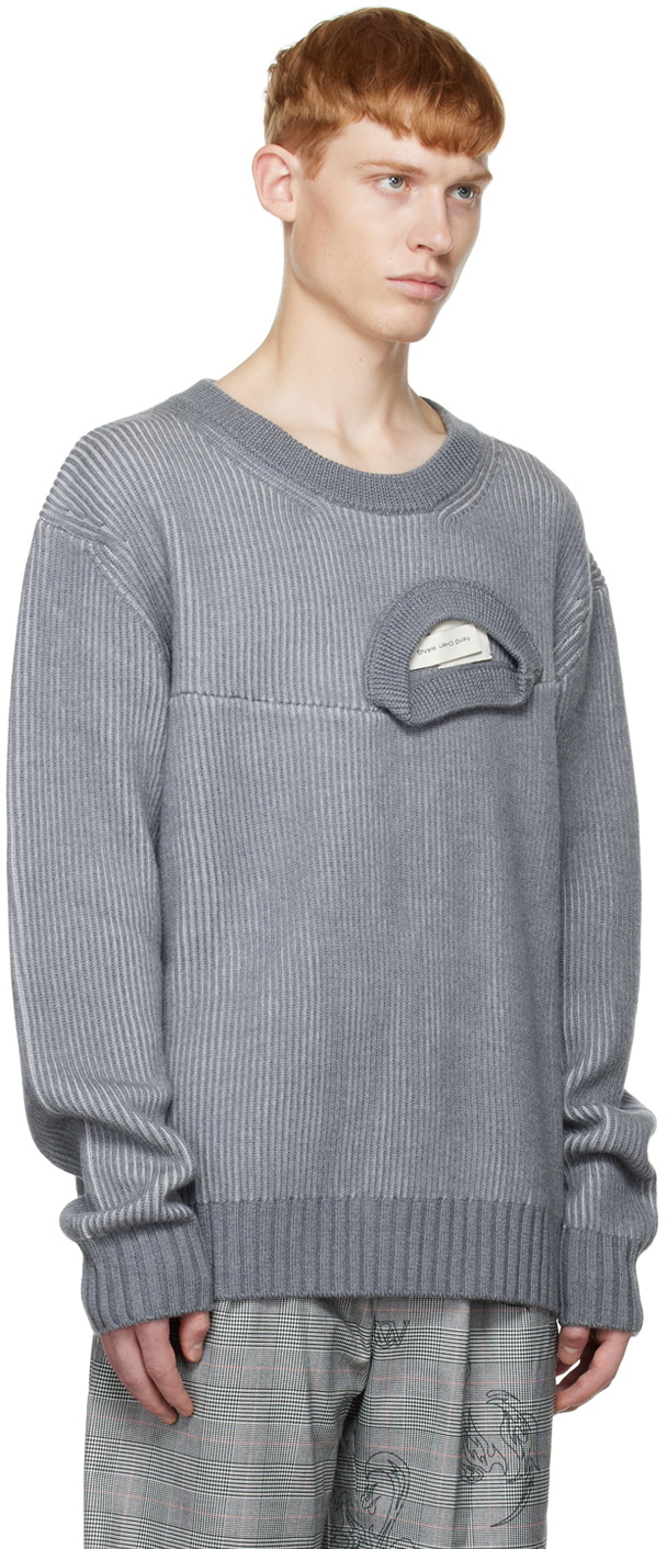 Feng Chen Wang Gray Double Neck Sweater Feng Chen Wang