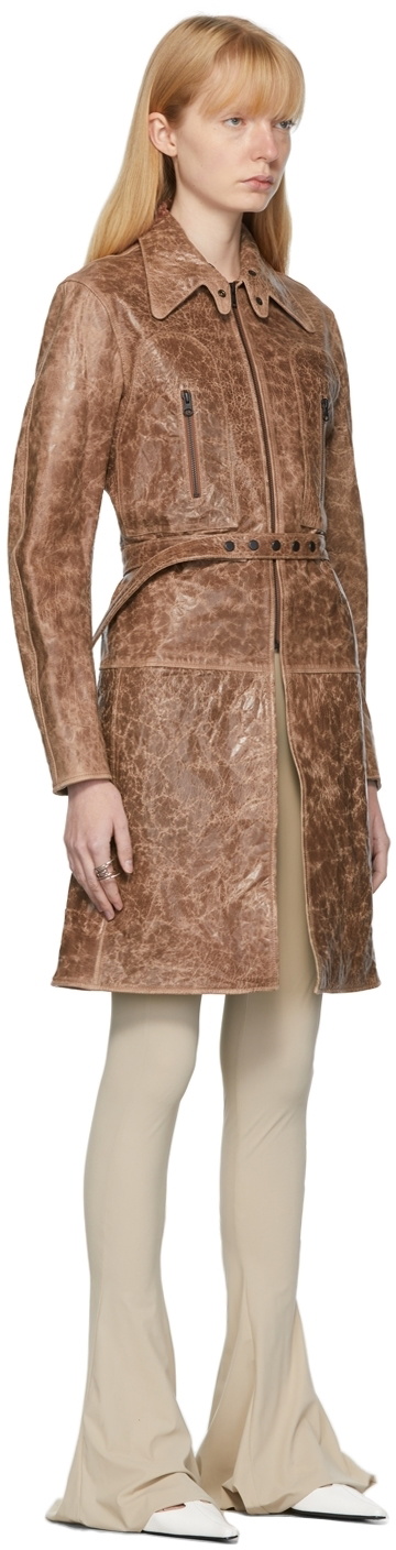 KNWLS Brown Leather Hellz Coat KNWLS