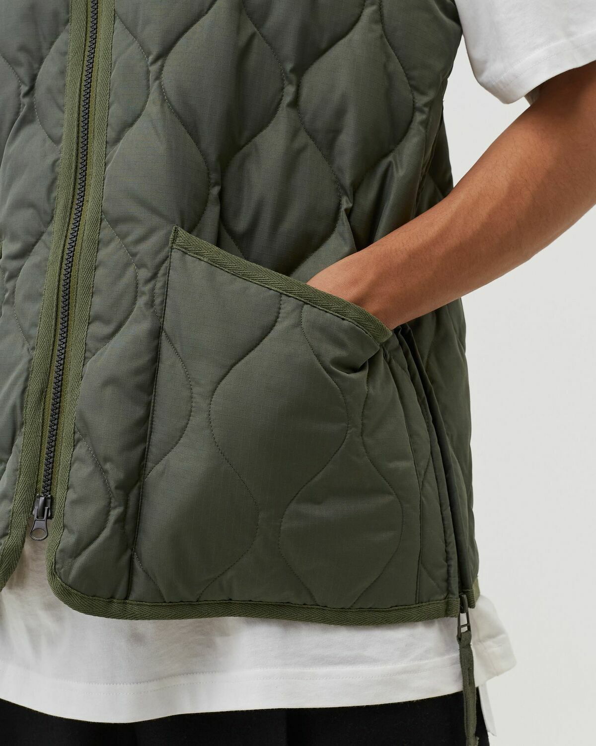 Taion Military Zip V Neck Vest Green Vests Taion Extra