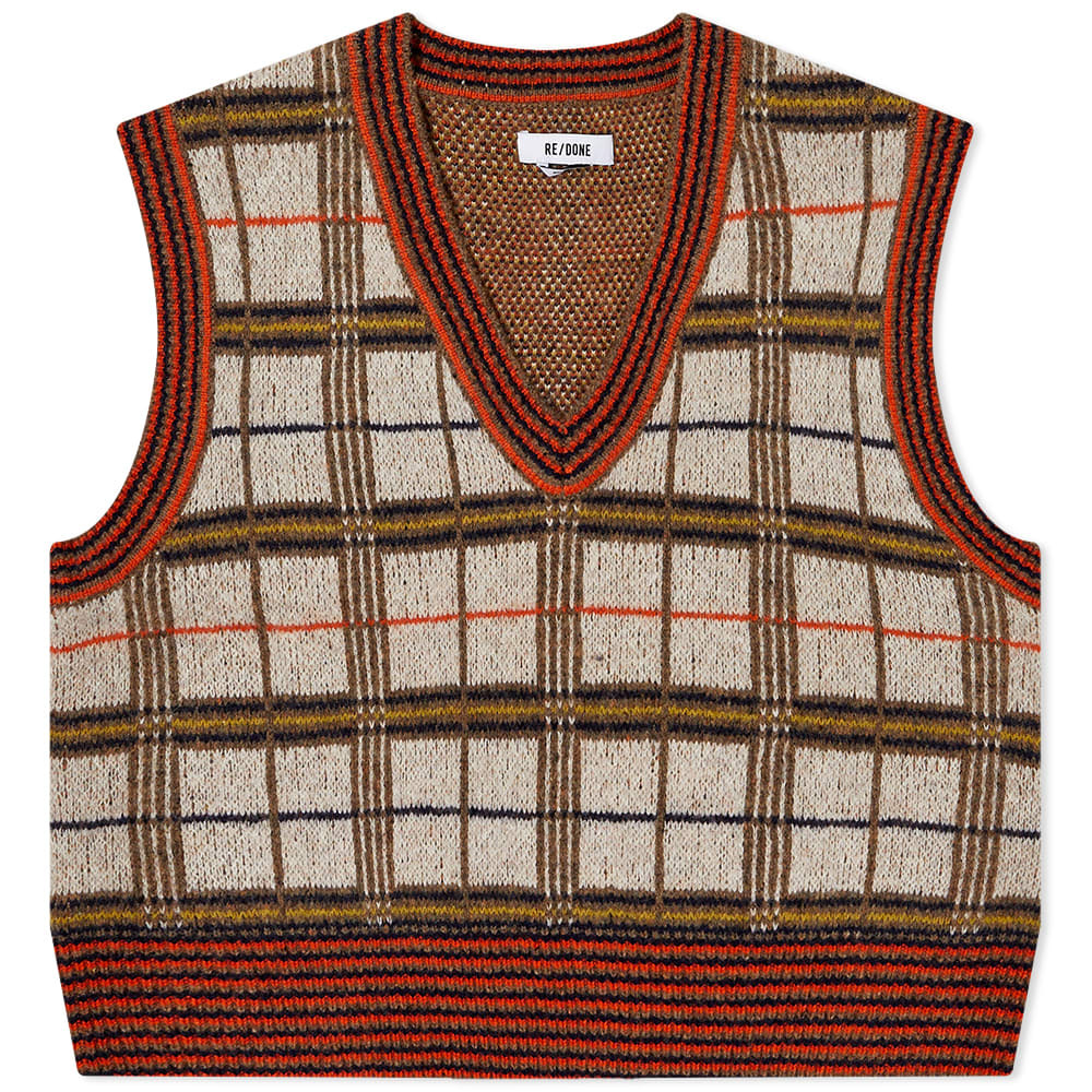 Re/done Women's 60s Sweater Vest in Retro Plaid Re/Done