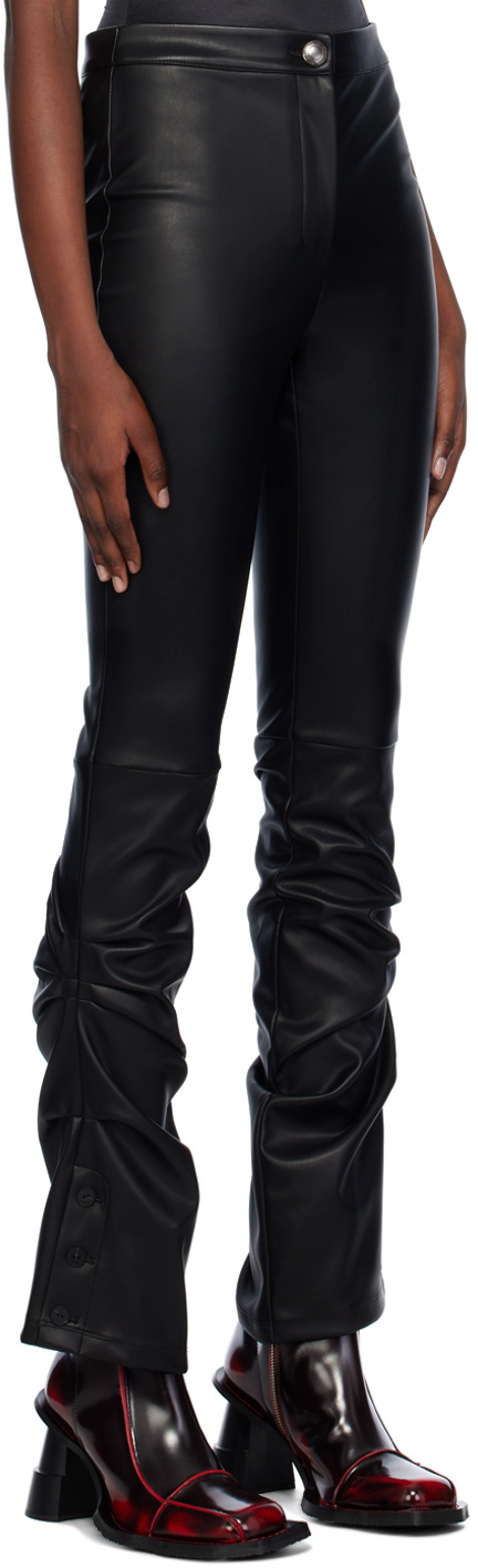 lesugiatelier Black Drape Faux-Leather Trousers lesugiatelier