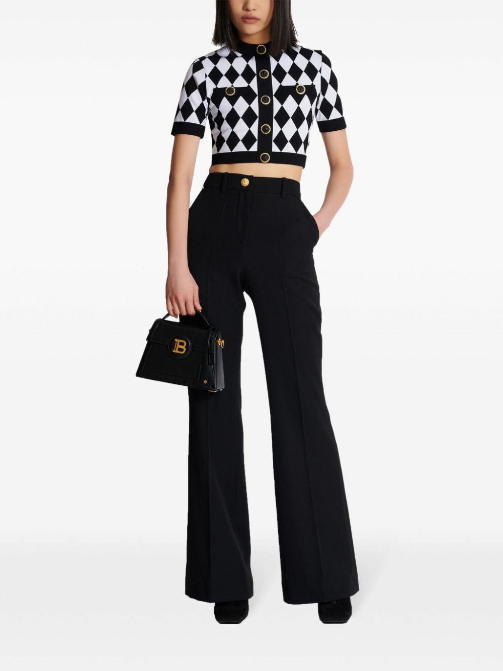 BALMAIN - Buttoned Diamond Crop Top Balmain