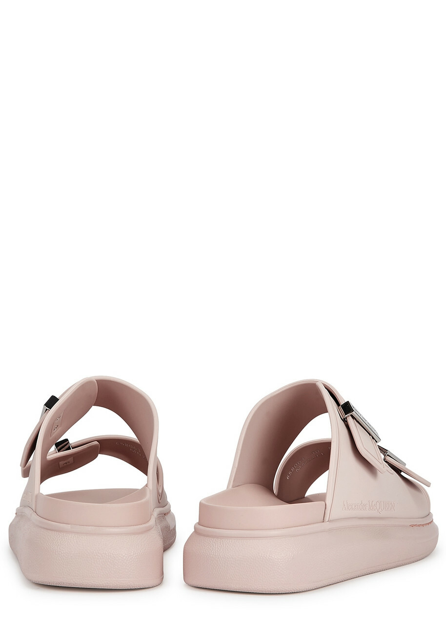 Alexander Mcqueen Black Rubber Sliders Rose Alexander McQueen