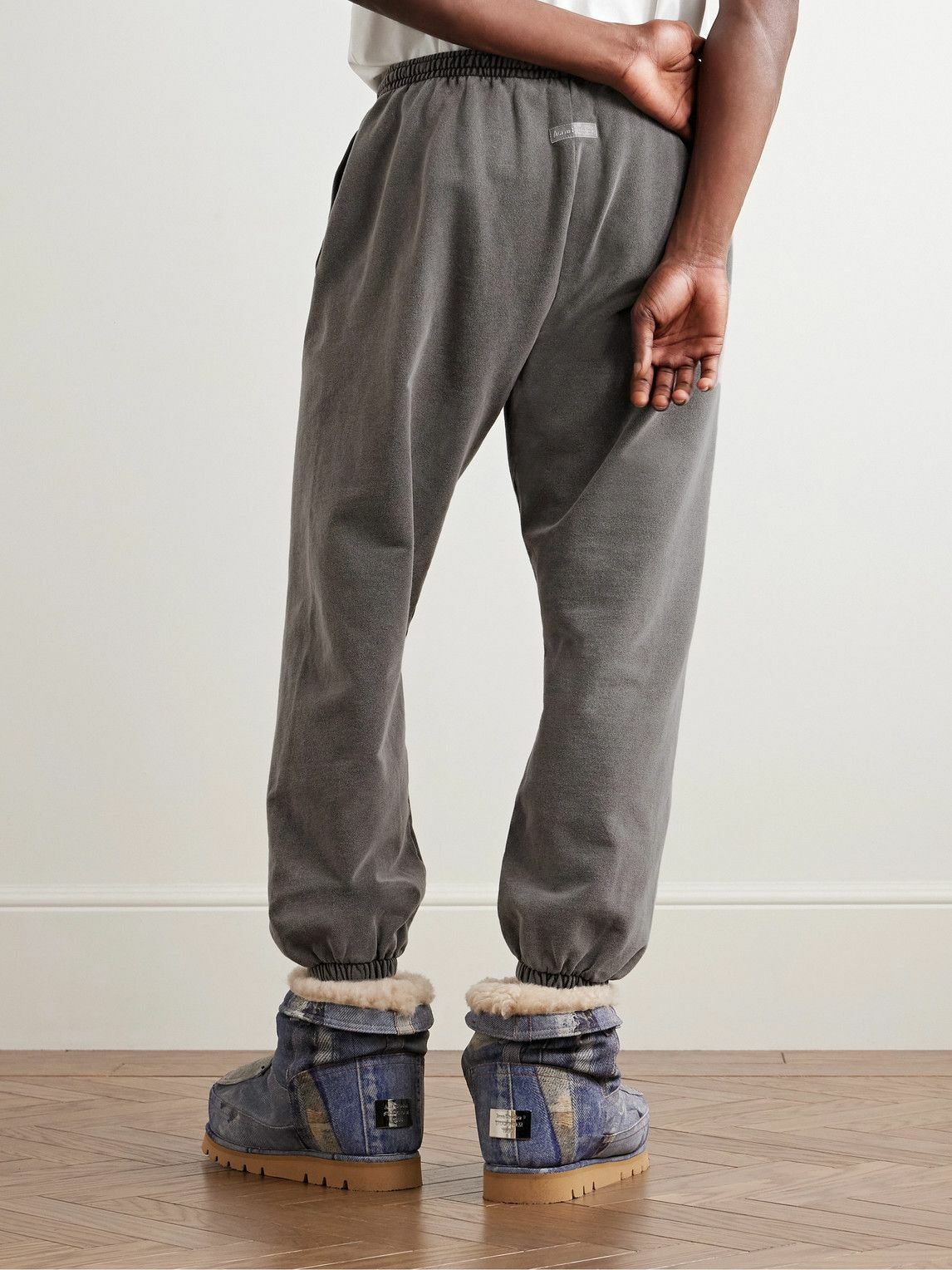 Acne Studios - Pale Tapered Cropped Cotton-Jersey Sweatpants - Gray ...
