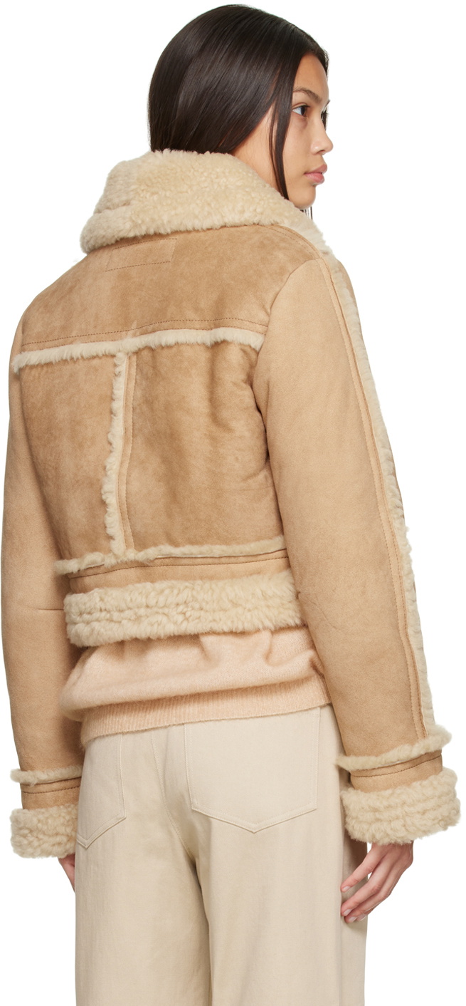 Acne Studios Beige Cropped Shearling Jacket Acne Studios