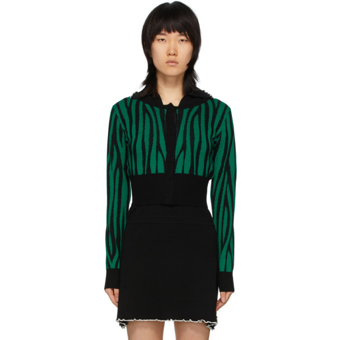 Victor Glemaud Green and Black Victoria Merino Cardigan Victor Glemaud
