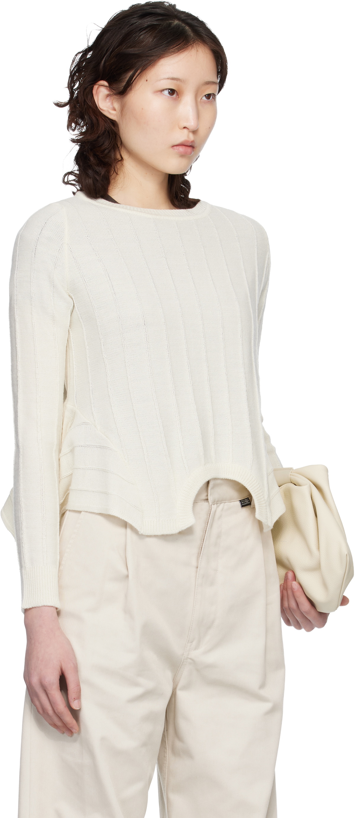 MM6 Maison Margiela Off-White Upside Down Sweater MM6 Maison Margiela