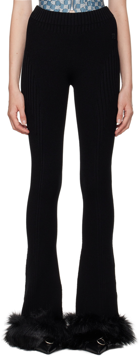 MISBHV Black Flared Faux-Fur Trousers MISBHV