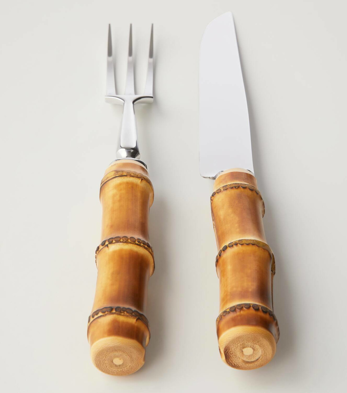 Lorenzi Milano Bamboo and stainless steel carving set Lorenzi Milano
